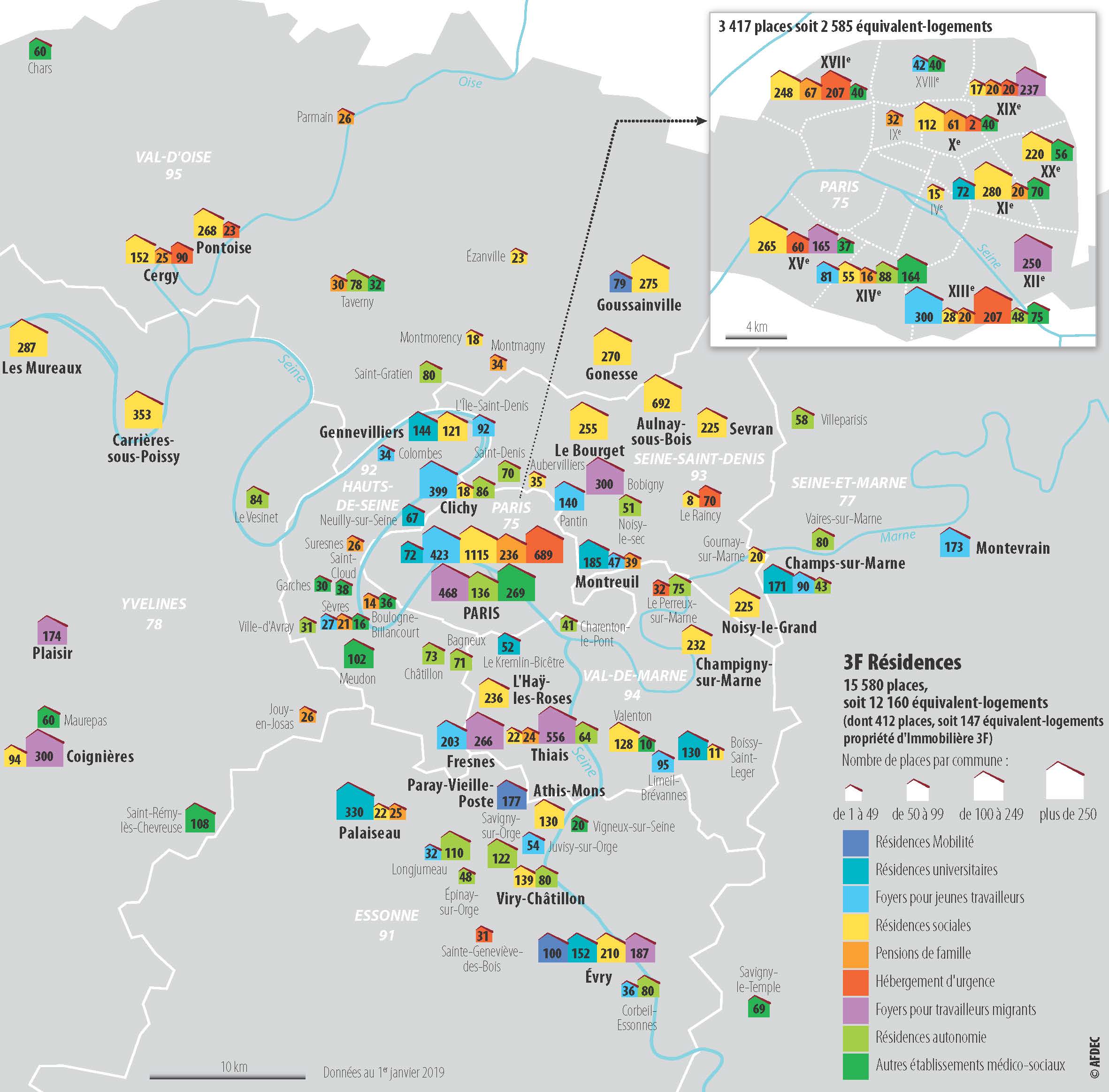 Les implantations de 3F Résidences