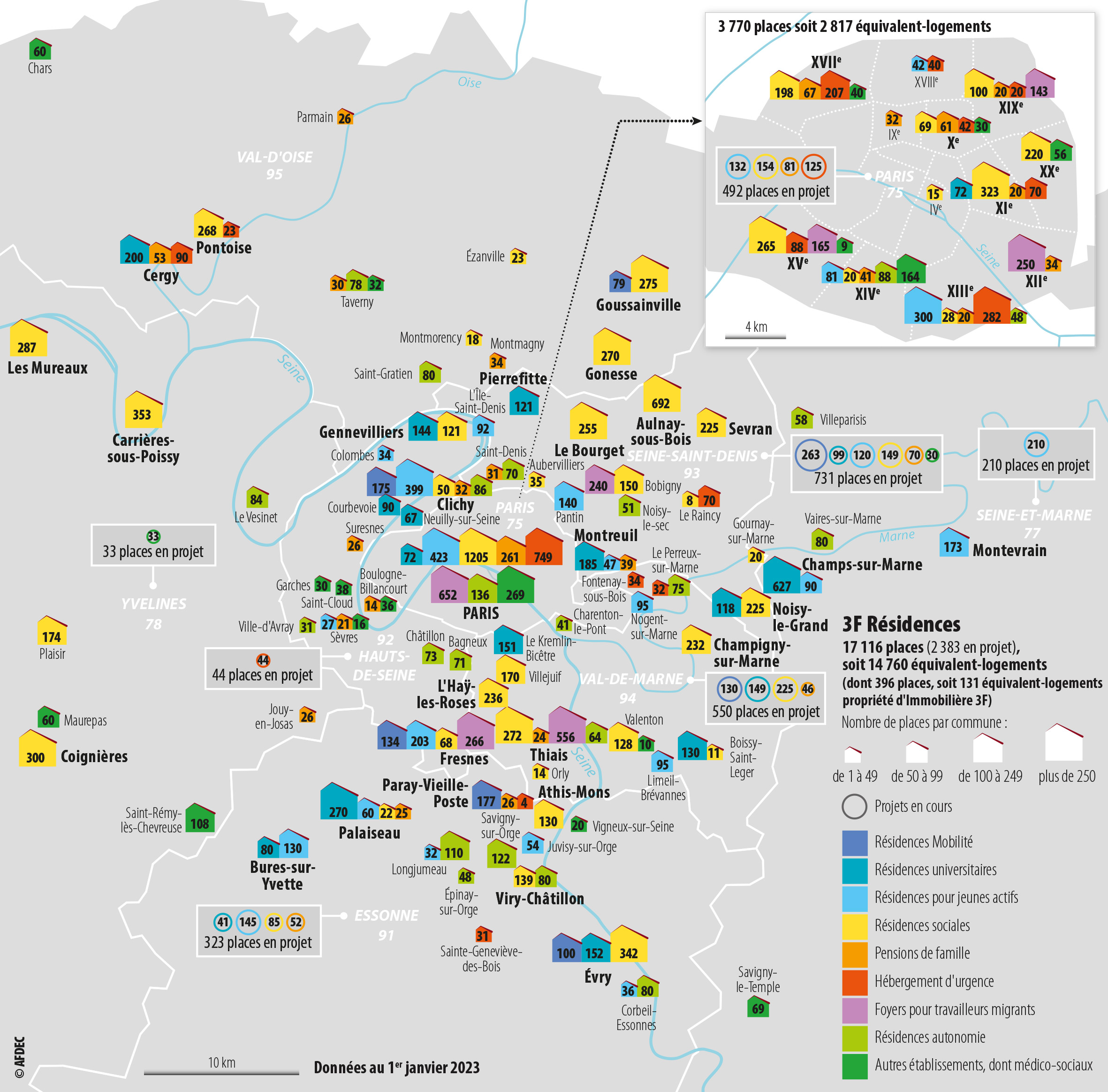 Les implantations de 3F Résidences